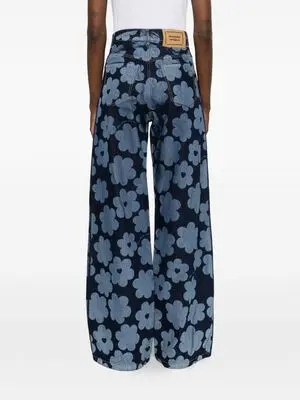 ALESSANDRO ENRIQUEZ Printed Denim Floral Motif Jeans