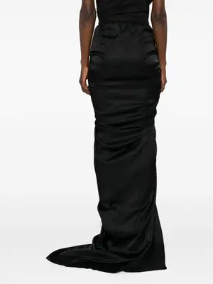 Rick Owens Asymmetric Gathered Maxi Skirt - Nero