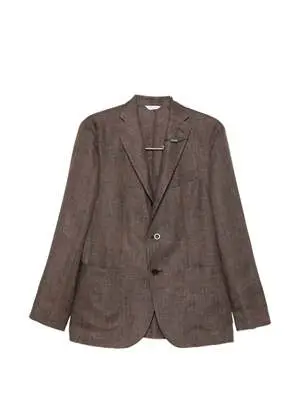 Boglioli Checked Linen Double-breasted Jacket