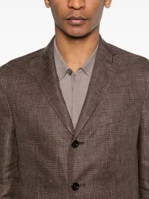 Boglioli Checked Linen Double-breasted Jacket