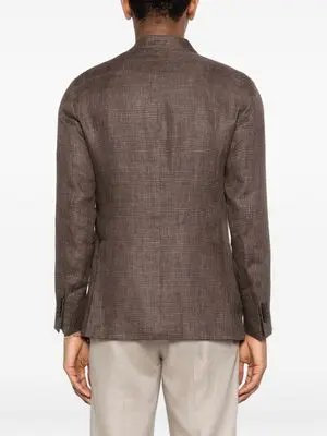 Boglioli Checked Linen Double-breasted Jacket