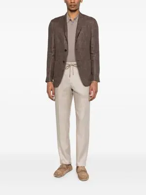 Boglioli Checked Linen Double-breasted Jacket