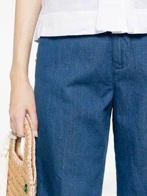 WHITE SAND Cotton And Linen Blend Pants - Blue