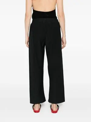 Apuntob Linen Wide-leg Trousers - Nero