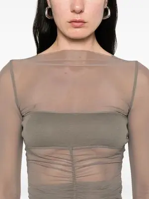 Rick Owens Sheer Design Long Sleeve Top - Grey