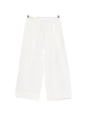 Apuntob Cotton Blend Wide Leg Trousers - White