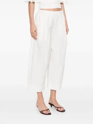 Apuntob Cotton Blend Wide Leg Trousers - White