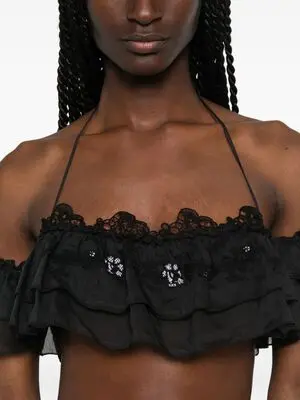 Ermanno Scervino Embroidered Halterneck Cropped Top