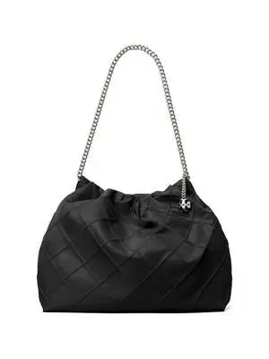 Tory Burch Fleming Nylon Hobo Bag - Black