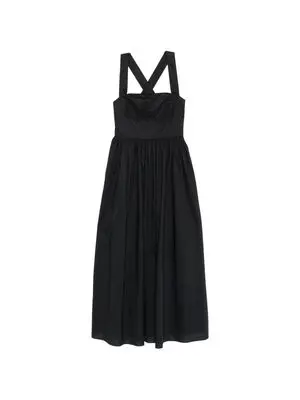 Matteau Square Neck Sleeveless Cotton Midi Dress - Nero