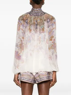 Zimmermann Luna Printed Blouse - Crema