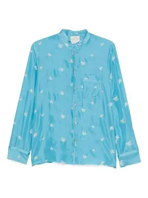 FORTE_FORTE Embroidered Silk Shirt - Azzurro