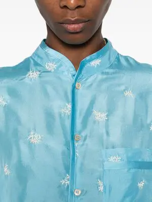FORTE_FORTE Embroidered Silk Shirt - Azzurro