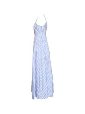 Sportmax Striped Cotton Maxi Dress - Azzurro
