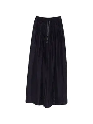 Fringed Silk Wide-leg Pants