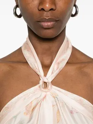 FORTE_FORTE Printed Silk Halterneck Maxi Dress - Rosa
