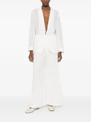 FORTE_FORTE Embroidered Cotton Jacket With Crystal Eyelet Detail - Bianco