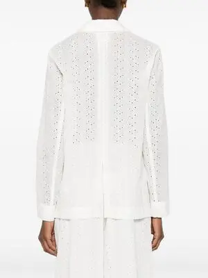 FORTE_FORTE Embroidered Cotton Jacket With Crystal Eyelet Detail - Bianco