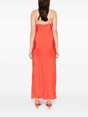 FORTE_FORTE Long Slip Dress With Lace Trim