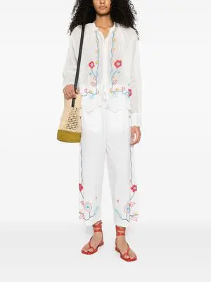 FORTE_FORTE Embroidered Cotton Shirt With Scalloped Hem