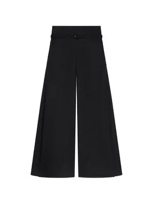COURREGES Black Cotton Wide Leg Belted Trousers