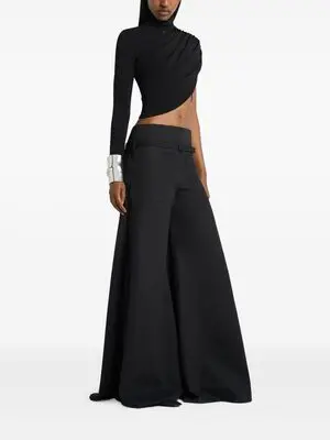 COURREGES Asymmetrical Draped Cropped Top - Nero