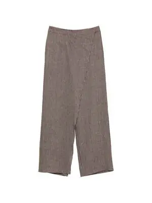 ALYSI Wide Leg Striped Trousers - Marrone