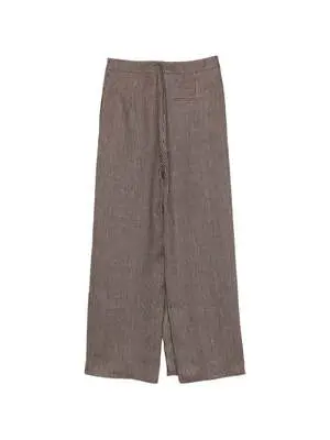 ALYSI Wide Leg Striped Trousers - Marrone