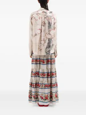 PIERRE-LOUIS MASCIA Printed Silk Shirt - Beige