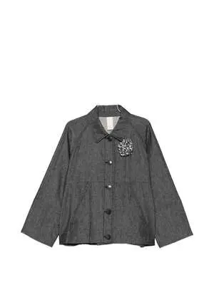 Soh Denim Cotton Jacket With Floral Detail