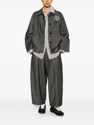 Soh Denim Cotton Jacket With Floral Detail