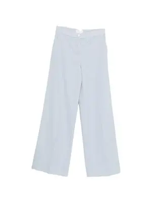 VIA MASINI 80 Cotton Wide Leg Trousers - Azzurro