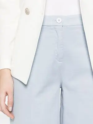 VIA MASINI 80 Cotton Wide Leg Trousers - Azzurro