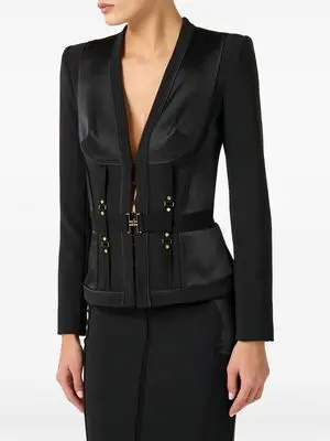 Elisabetta Franchi Single Breasted Jacket With Satin Inserts
