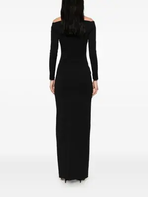 Solace London Lolita Maxi Dress With Square Neck And Long Sleeves - Nero