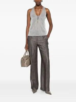 VIA MASINI 80 Pinstriped Trousers - Marrone