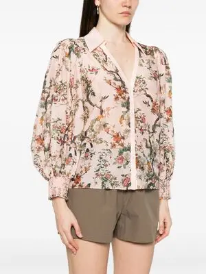 Alice + Olivia Charis Printed Puff Sleeve Blouse - Rosa