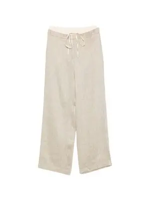 ALYSI Beige Striped Trousers - Crema