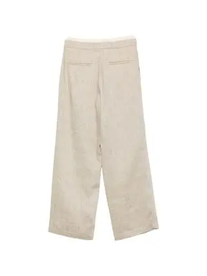 ALYSI Beige Striped Trousers - Crema
