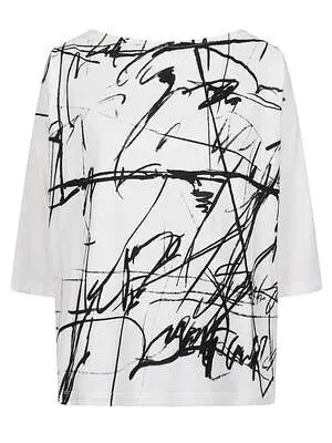MOYURU Printed Cotton Crew Neck Sweater - Bianco