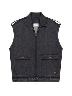 COURREGES Sleeveless Denim Bomber Jacket - Blu