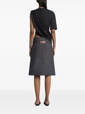 COURREGES Belted Waist Denim Culottes - Blu