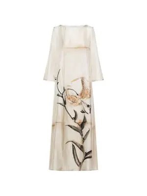PIERRE-LOUIS MASCIA Printed Silk Kaftan Dress