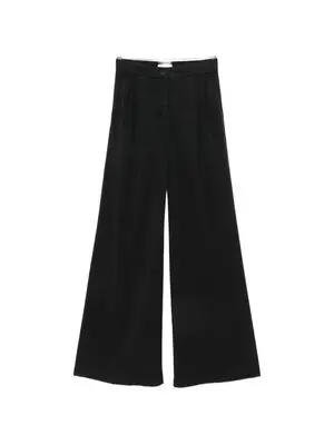 VIA MASINI 80 Black Linen Blend Wide Leg Trousers
