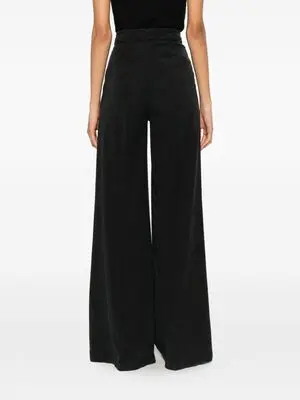 VIA MASINI 80 Black Linen Blend Wide Leg Trousers