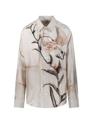 PIERRE-LOUIS MASCIA Printed Silk Shirt - Beige