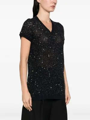 Fabiana Filippi Embellished V-neck Top - Blu