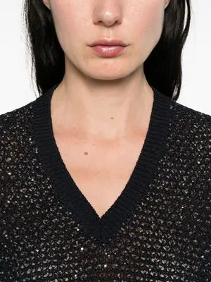 Fabiana Filippi Embellished V-neck Top - Blu