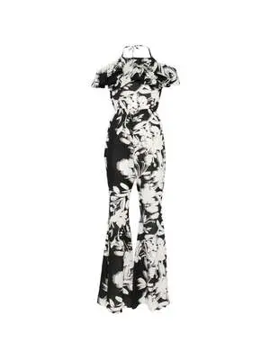CATALINA Printed Jumpsuit With Ruffled Trim - Nero