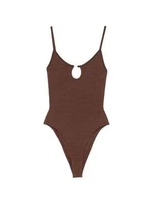 HUNZA Mia Beaded Swimsuit - Marrone